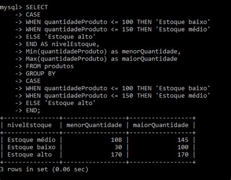 sql case avaliando listas de condições e retornando resultados