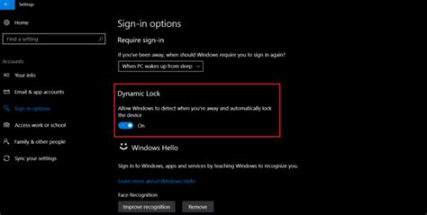 dynamic lock windows 10 will automatically lock when you move away