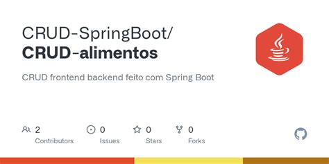 Github Crud Springbootcrud Alimentos Crud Frontend Backend Feito Com Spring Boot