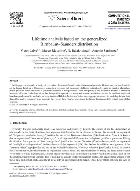 Pdf Lifetime Analysis Based On The Generalized Birnbaum Saunders Distribution