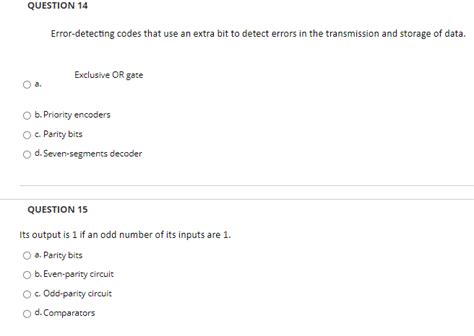Solved Question 14 Error Detecting Codes That Use An Extra