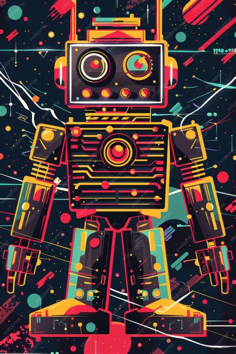 Premium Photo Retro Futuristic Robot Illustration