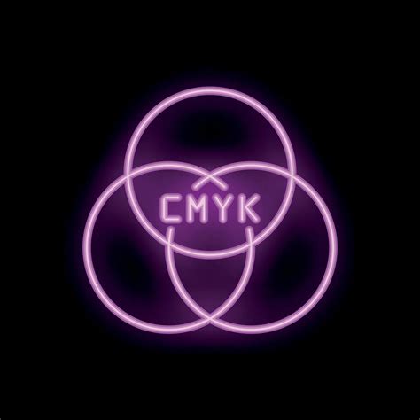 Neon Cmyk Color Model Representation With Overlapping Circles 52840018 Vector Art At Vecteezy