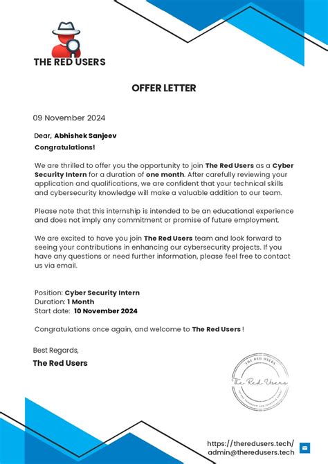 Abhishek Sanjeev On Linkedin Cybersecurity Internship Theredusers Learning Growth Tech