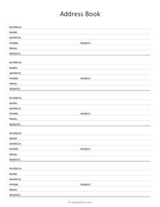 Free Printable Contact List Template
