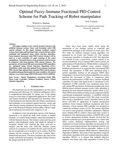 Pdf Optimal Fuzzy Immune Fractional Pid Control Scheme For Path