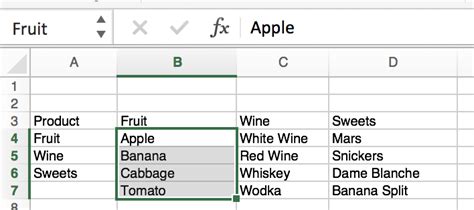 Excel Indirect Function For Dependent Dropdown Lists Stack Overflow