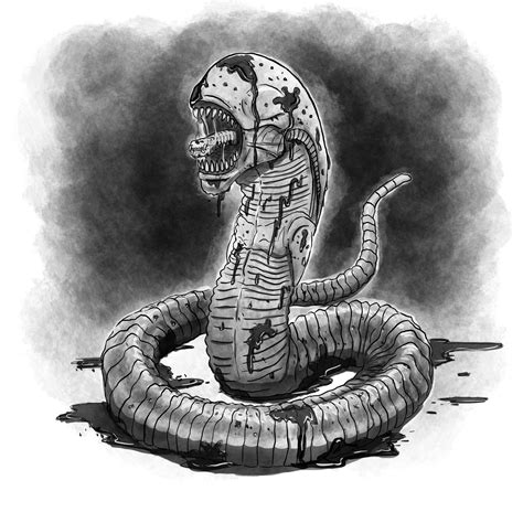 Alien Inktober Day 9 Chestburster R Illustration