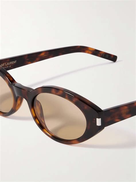 Saint Laurent Eyewear Oval Frame Tortoiseshell Acetate Sunglasses Net