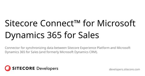 Sitecore Connect™ For Microsoft Dynamics 365 For Sales