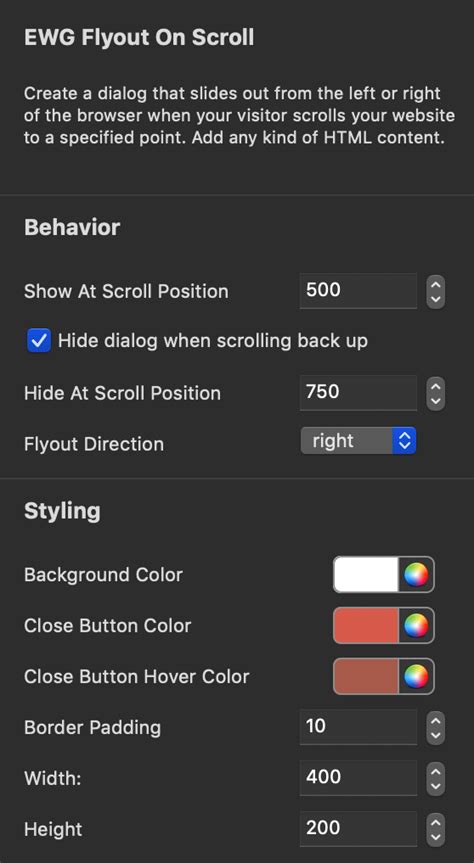 flyout on scroll html widget for everweb