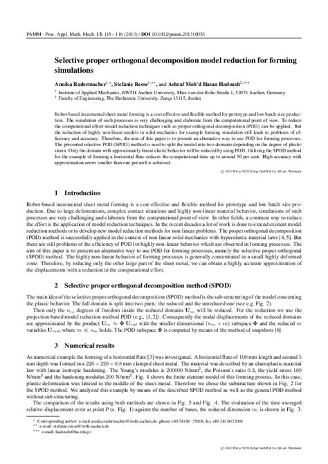 Pdf Selective Proper Orthogonal Decomposition Model Reduction For Forming Simulations