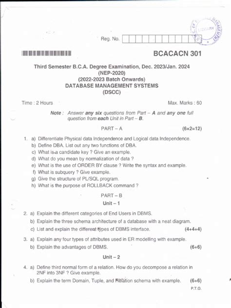 Bca Iii Semester Database Management Systems Nep Jan 2024 Pdf