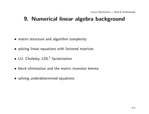 9 Numerical Linear Algebra Background