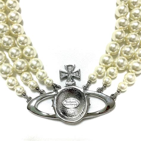 비비안웨스트우드 릴피프 진주 세줄 화이트펄 초커 목걸이 후루츠패밀리