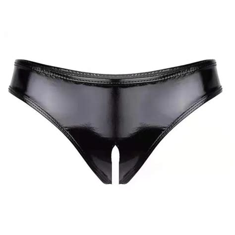 Sexy Opening Crotch Pvc Leather Shorts For Sex Below Crotchless