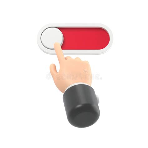 3d Rendercartoon Character Hand Touches Slider Buttonslide Baron Off Switcher Iconsupports