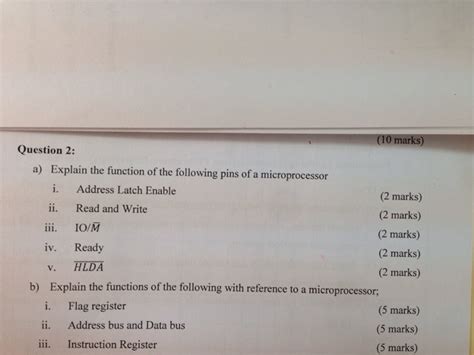 Solved Explain The Function Of The Following Pins Of A Chegg Com