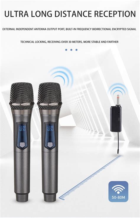 Uhf Wireless Microphone Dual Handheld Dynamic Karaoke Microphone With Rechargeable Receiver For