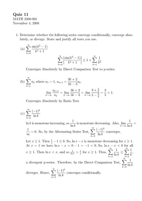 Solutions To Quiz 11 Analytic Geometry And Calculus Ii Math 2300