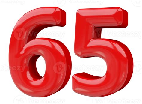 Red 3D Number 65 46645583 PNG