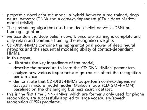 Ppt Context Dependent Pre Trained Deep Neural Networks For Large