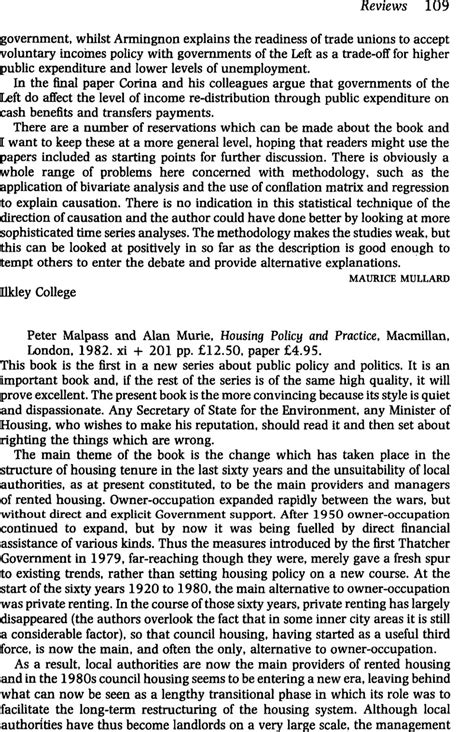 Peter Malpass And Alan Murie Housing Policy And Practice Macmillan