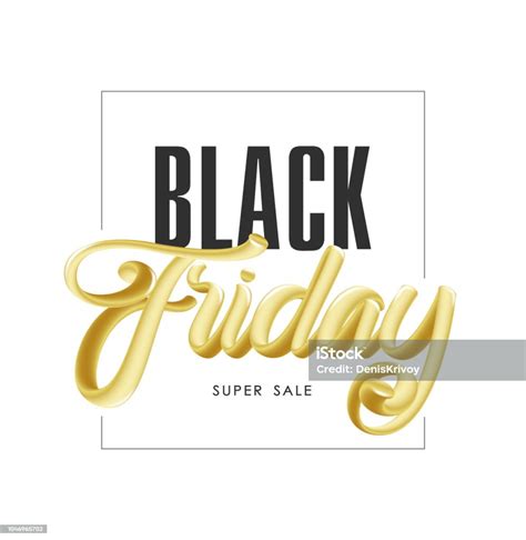 벡터 일러스트 레이 션 흰색 바탕에 검은 금요일 슈퍼 판매의 3d 골든 붓글씨 레터링 필기 3차원 형태에 대한 스톡 벡터 아트 및 기타 이미지 Istock