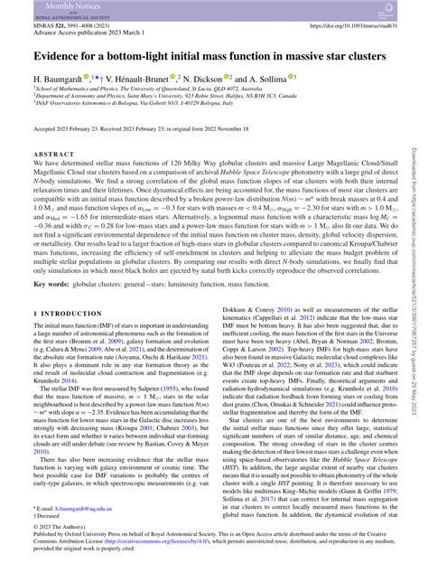 pdf evidence for a bottom light initial mass function in massive star