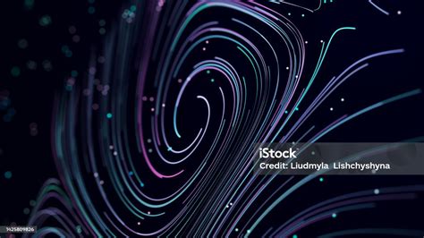 둥근 색상의 선에서 추상적 인 디지털 배경 정보 흐름 공간입니다 빅 데이터 시각화 3d 렌더링 3차원 형태에 대한 스톡 사진 및 기타 이미지 Istock