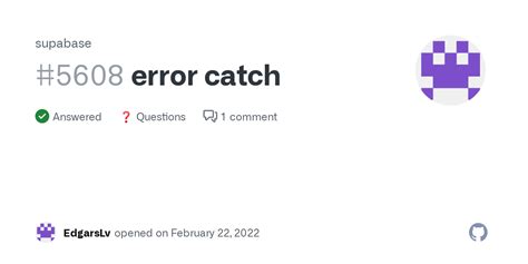 Error Catch · Supabase · Discussion 5608 · Github