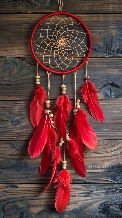 Free Red Dreamcatcher Hanging Image Dreamcatcher Red Feathers