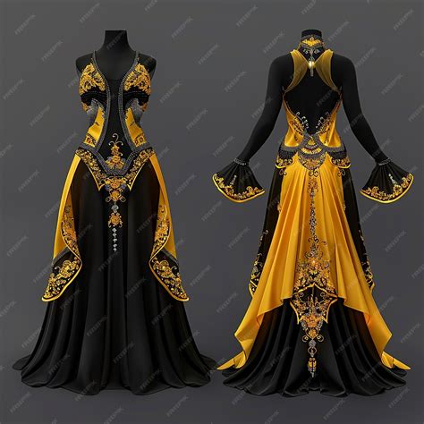 Premium Photo A Black And Gold Dress With A Gold And Black Design