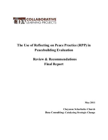 The Use Of Reflecting On Peace Practice Rpp In Peacebuilding Evaluation Alnap