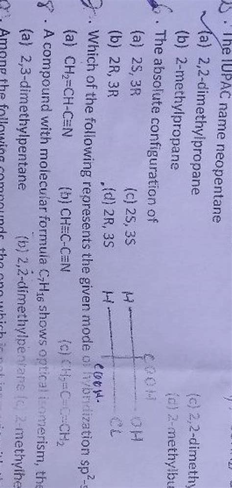 Ch C−c N C ∪h2 C −ch2 8 A Compound With Molecular Formula C7 H16 Sh