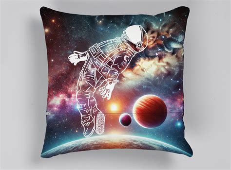 Spaceman Floating In The Stars Cushion Astronaut Exploring Outer Space