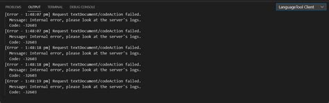 Output Is Showing Request TextDocument CodeAction Failed Issue