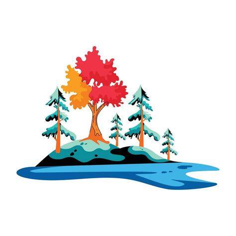 Trendy Forest River 25439869 Vector Art At Vecteezy