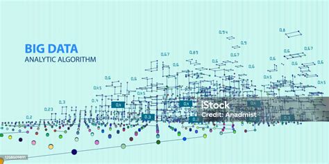 격자 메시와 파란색 배경에 데이터가 있는 추상 인포그래픽 데이터 차트입니다 3d 그리드 데이터 차트 알고리즘 벡터 일러스트레이션 빅 데이터 데이터에 대한 스톡 벡터 아트 및
