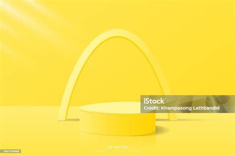 노란색 3d 달걀 실린더 연단 받침대는 달걀 기하학적 모양의 배경으로 사실적입니다 모형 제품을 위한 최소한의 장면 쇼케이스를 위한 무대 프로모션 시간 행복한 부활절 날입니다