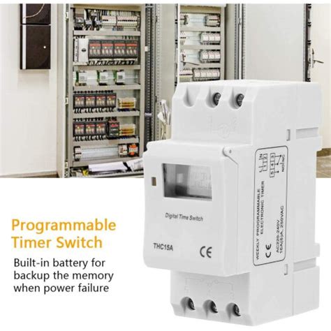 Thc15a Timer Switch 220 240vac 16a Digital Lcd Power Weekly Programmable Timer Relay Switch Din