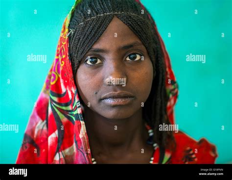 Portrait Of An Afar Tribe Girl With Braided Hair Afar Region Semera