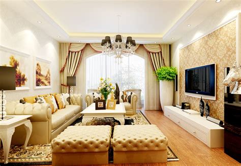 欧式80平米小户型客厅电视背景墙壁纸效果图 高清图片，堆糖，美图壁纸兴趣社区