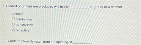 Solved Graded Potentials Are Produced Within The ﻿segment