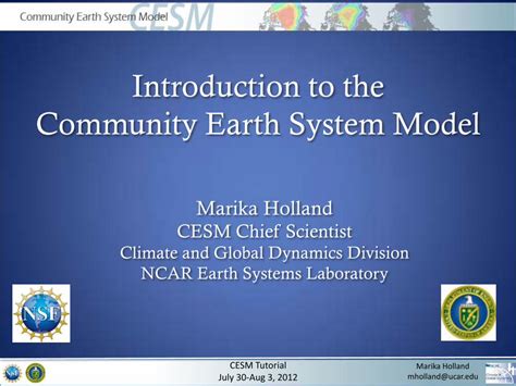 Pdf Introduction To The Community Earth System Model · •document Major Model Components And