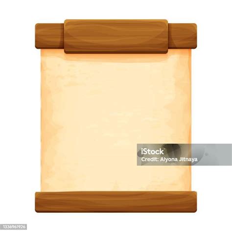 흰색 배경에 고립 된 만화 스타일의 양피지 종이나무 판자 프레임 중세 패널 메뉴 빈 Gui 자산 간판 벡터 일러스트레이션 건설 프레임에 대한 스톡 벡터 아트 및 기타 이미지