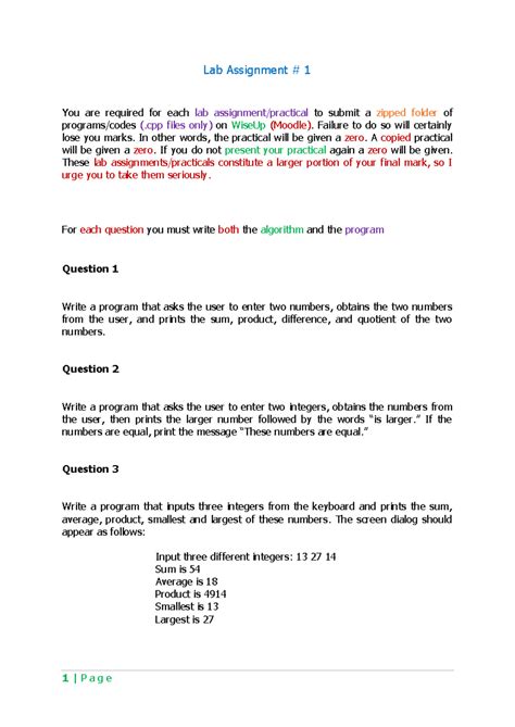 Csp15w1 Lab Assignment 1 1 P A G E Lab Assignment 1 You Are
