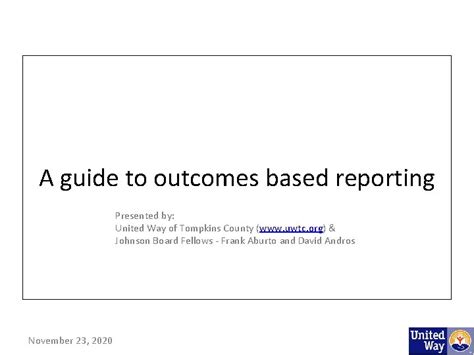 A Guide To Outcomes Based Reporting Presented By