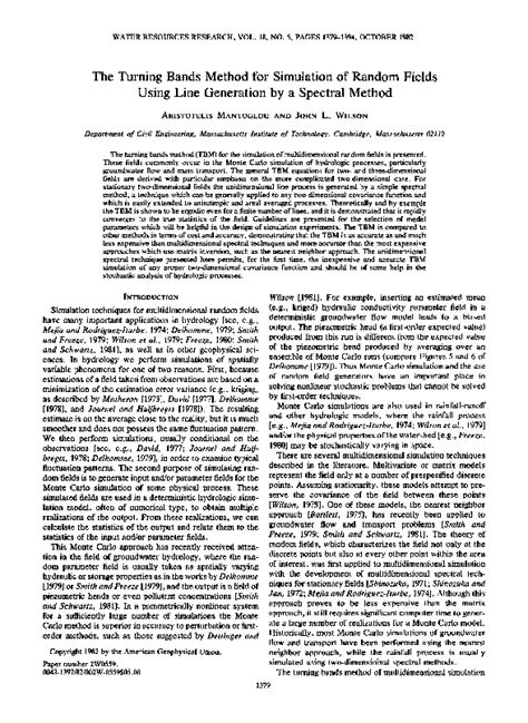 Pdf The Turning Bands Method For Simulation Of Random Fields Using Line Generation By A