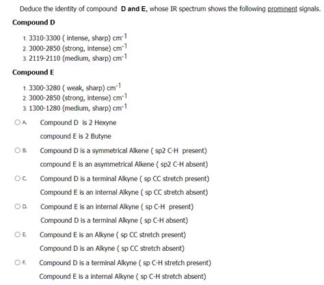 Solved Deduce The Identity Of Compound D And E Whose Ir